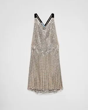 Prada Rhinestone Embroidered Mini Dress