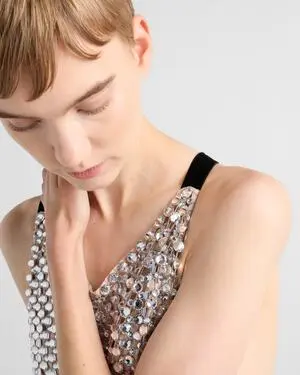 Prada Rhinestone Embroidered Mini Dress