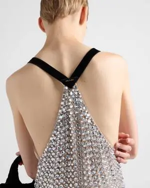 Prada Rhinestone Embroidered Mini Dress