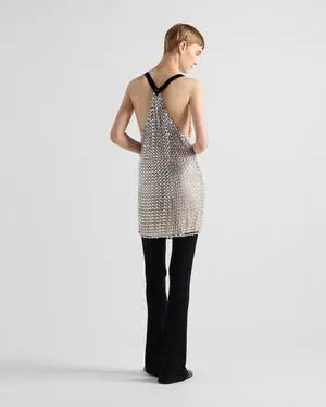 Prada Rhinestone Embroidered Mini Dress