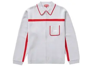 Supreme Chest Stripe Zip Up Cardigan - Grey