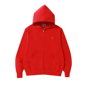 A BATHING APE Full Zip Relaxed Hoodie - Red
