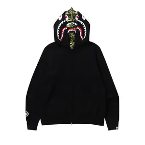 A BATHING APE Abc Camo Shark Wide Fit Full Zip Double Hoodie - Black
