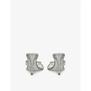 Rene Caovilla Jewel-embellished Leather Heeled Sandals - Grey