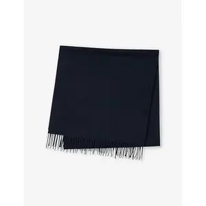 Sandro Fringed-trim Wool And Cashmere-blend Scarf 1size Bleus