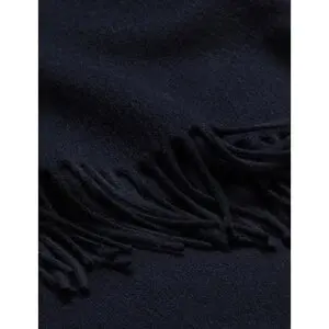 Sandro Fringed-trim Wool And Cashmere-blend Scarf - Dark Navy