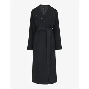 Whistles Morgan Funnel-neck Wool Coat - Black