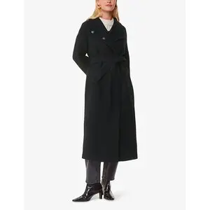 Whistles Morgan Funnel-neck Wool Coat - Black