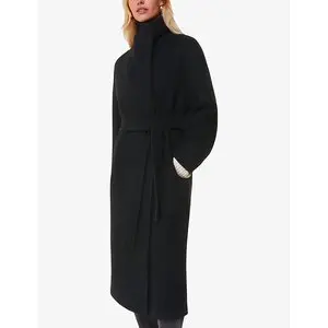 Whistles Morgan Funnel-neck Wool Coat - Black