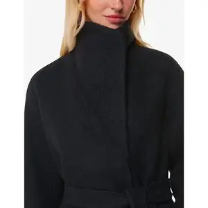 Whistles Morgan Funnel-neck Wool Coat - Black