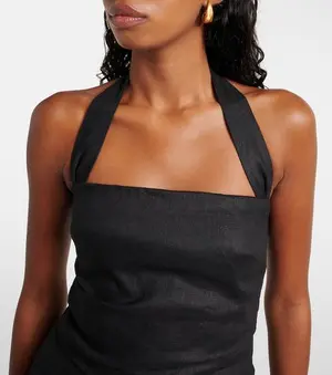 SIR. Halterneck Linen Mini Dress - Black