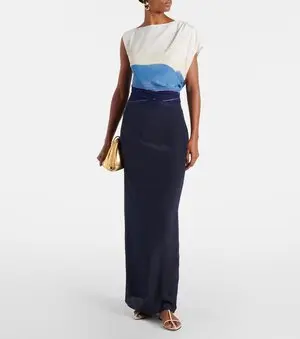 SIR. Mariner Printed Silk Maxi Dress - Blue