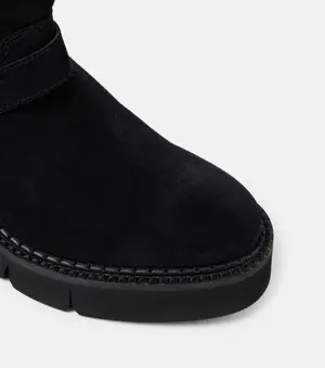 Clergerie Knee-high Suede Boots With Buckle Detail