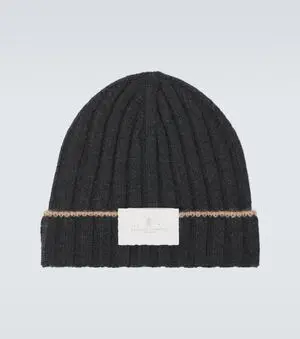 Brunello Cucinelli Ribbed Cashmere Beanie - Black