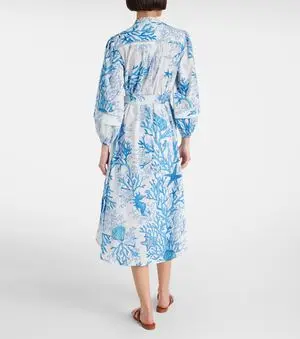Poupette St Barth Printed Cotton Shirt Dress - Blue
