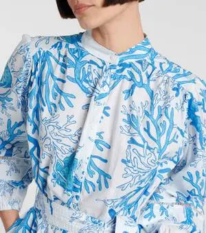 Poupette St Barth Printed Cotton Shirt Dress - Blue