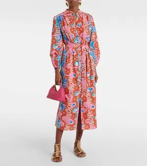 Poupette St Barth Cathy Printed Cotton Shirt Dress