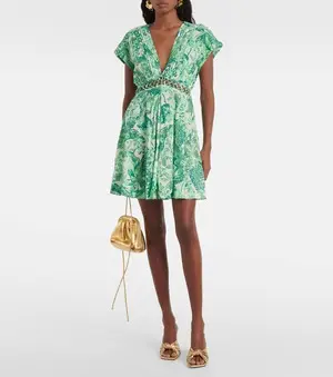 Poupette St Barth Cecile Cutout Printed Minidress