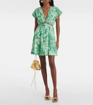 Poupette St Barth Cecile Cutout Printed Mini Dress