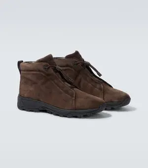 Zegna Triple Stitch Suede High-top Sneakers