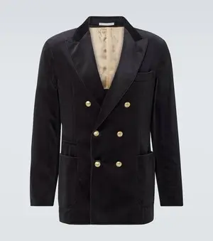Brunello Cucinelli Double-breasted Cotton Velvet Blazer