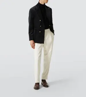 Brunello Cucinelli Double-breasted Cotton Velvet Blazer