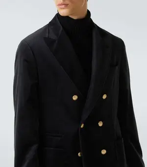 Brunello Cucinelli Double-breasted Cotton Velvet Blazer