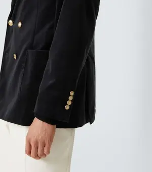 Brunello Cucinelli Double-breasted Cotton Velvet Blazer