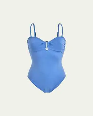 Vilebrequin Solid Sculpt Bandeau One-piece Swimsuit - Bleu Jean