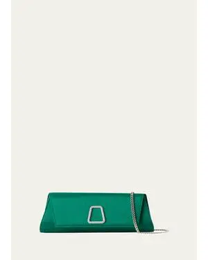 Akris Anouk Small Satin Clutch Bag Emerald