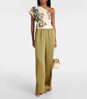 SIR. Belletto Asymmetric Linen Crop Top - Beige