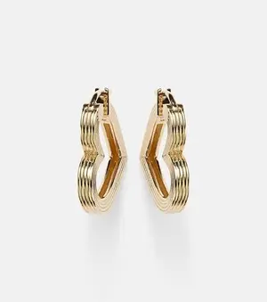 SYDNEY EVAN Fluted Heart 14kt White Gold Earrings - Silver