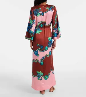 ALEMAIS Printed Silk Satin Maxi Dress