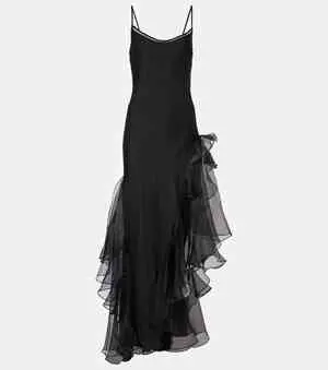 SIR. Sage Flounce Maxi Dress - Black