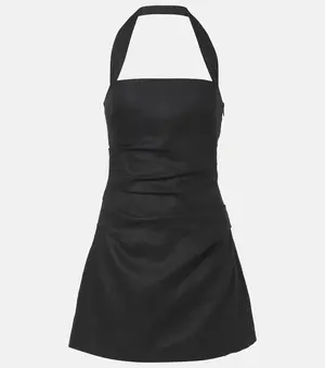 SIR. Halterneck Linen Mini Dress - Black