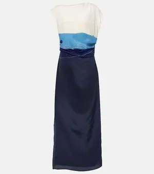 SIR. Mariner Printed Silk Maxi Dress - Blue