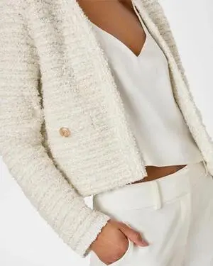 MILLY Nicola Cropped Cady Pants - Ecru