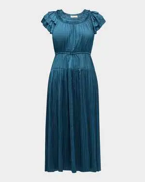 Ulla Johnson Ulla Johnson Kalesta Pleated Midi Dress - Neptune