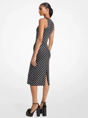 Michael Kors Dot Embellished Scuba Racerback Tank Midi Dress