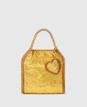 Stella McCartney Crinkled Metallic Falabella Heart Charm
