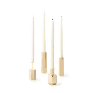 GOOP X CB2 Celestine Polished Brass Candle Holder Set