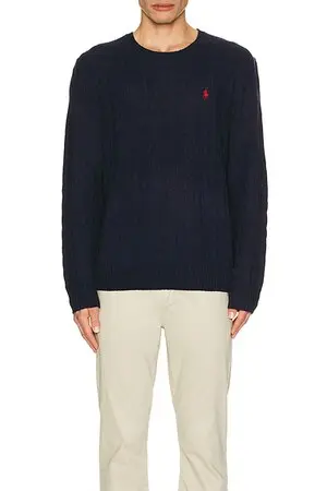 Polo Ralph Lauren Cable-knit Wool-cashmere Crewneck Sweater - Hunter Navy