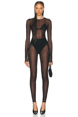 Oseree Crystal-embellished Jumpsuit - Black