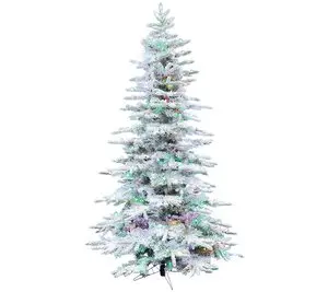 FRASER HILL FARM 10-ft. Flocked Mountain Pine C Hristmas Tree W - One-color