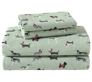 Laura Ashley Holiday Pups Queen Flannel Sheet S Et - One-color
