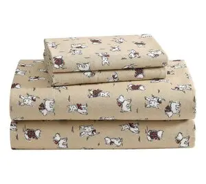 Laura Ashley Holiday Scottie King Flannel Sheet Set - One-color