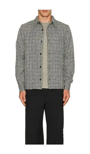 WAO Boucle Tweed Shirt Jacket In Black