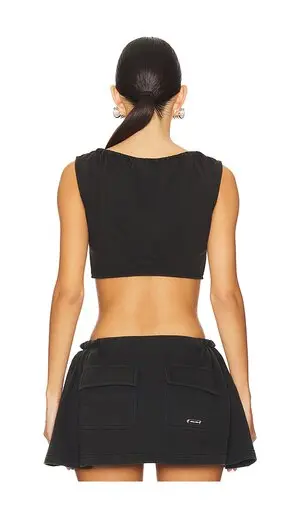 PRIVATE POLICY Washed Cotton Drawstring Crop Top