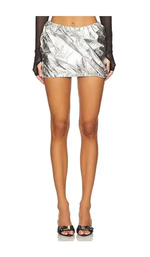 PRIVATE POLICY Metallic Draped Skirt
