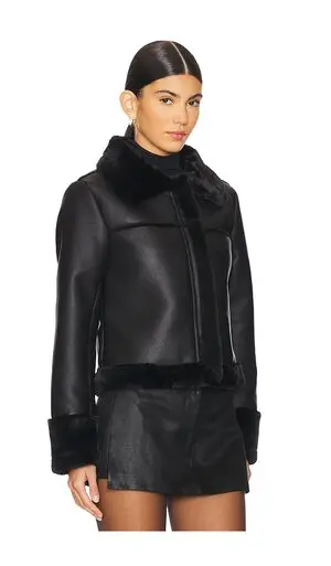 Superdown Faux Leather Jacket With Fur Trim